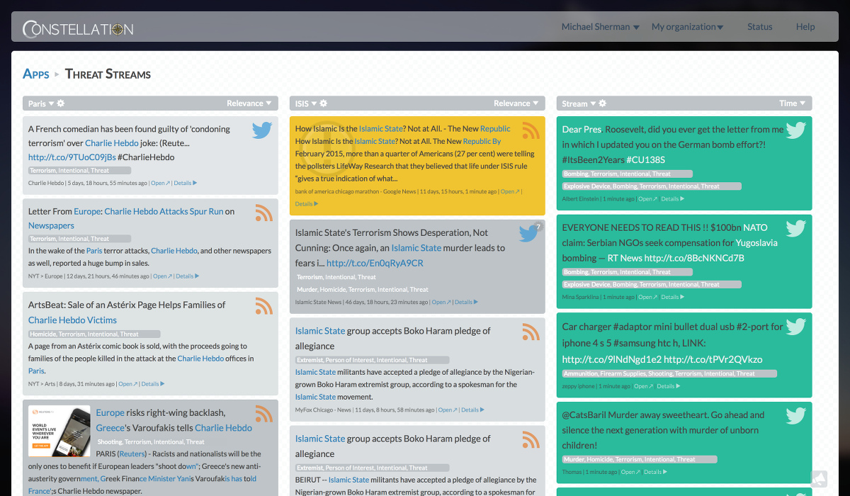 Analyze threatening topics